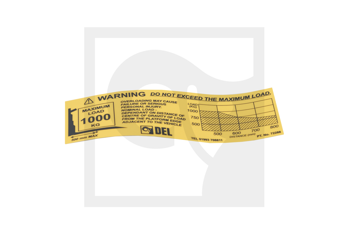 SAFE WORKING LOAD DECAL, 1000KG DEL72288 - Labels/stencils/stickers ...