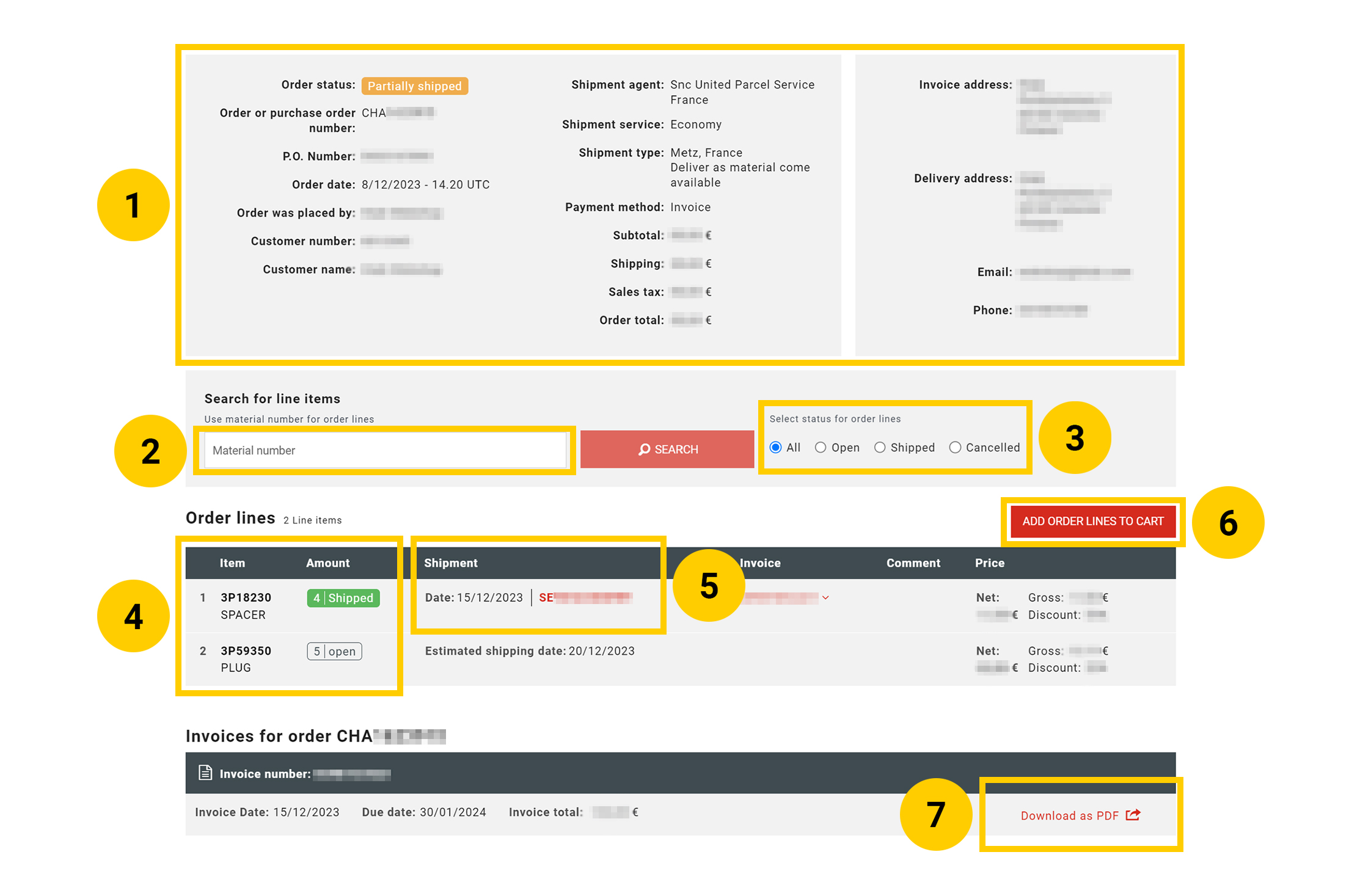 Order history and saved carts | Hiab Parts & Accessories Online
